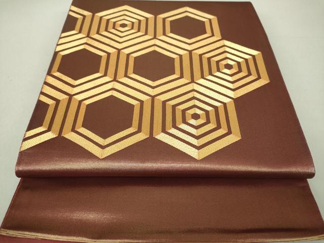 平和屋着物●西陣　川島織物　太鼓柄袋帯　駒刺繍　総刺繍　亀甲繋ぎ　金糸　正絹　逸品　DAAV6240ps