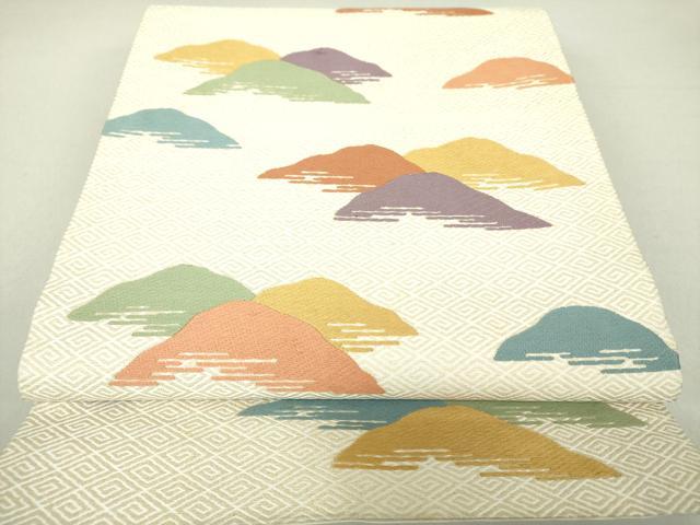 平和屋着物●俵屋　人間国宝　喜多川平朗  有職織物　六通柄袋帯　唐織　重ね山文　金糸　正絹　逸品　DAAV6242ps