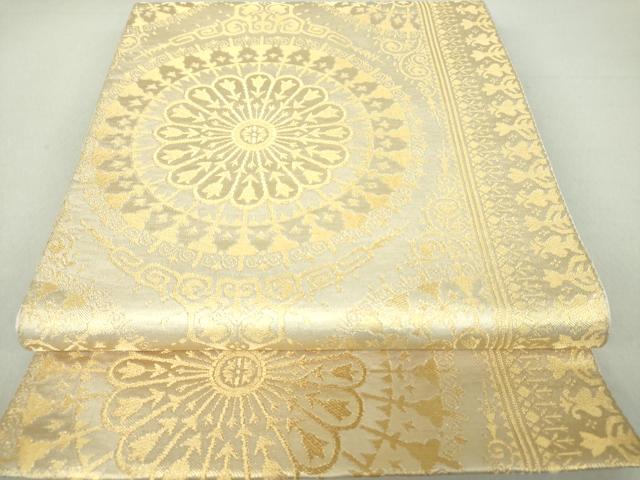 平和屋着物●西陣　川島織物　六通柄　本袋帯　洋花丸文　金糸　正絹　逸品　DAAV6245ps