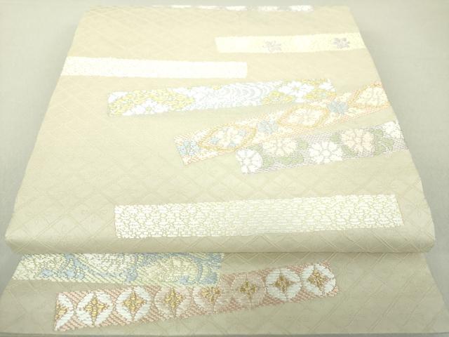 平和屋着物●九寸開き名古屋帯　唐織　吉祥花文　金糸　正絹　逸品　DAAV6263ps