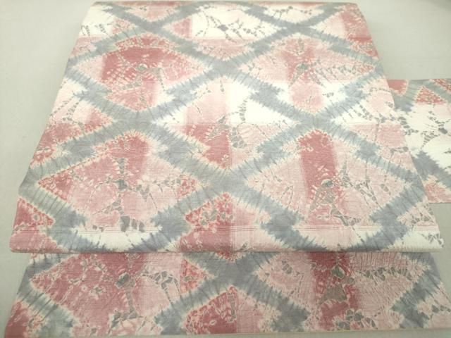 平和屋着物●九寸名古屋帯　絞り　松皮菱　正絹　逸品　未使用　DAAV6286ps