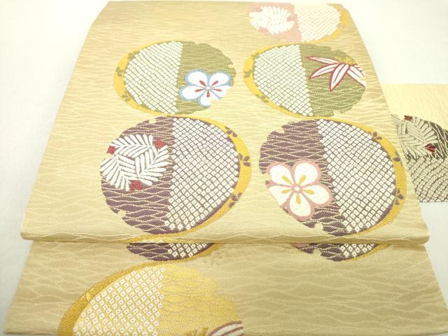 平和屋着物●九寸名古屋帯　唐織　雪輪花文　正絹　逸品　DAAV6297ps