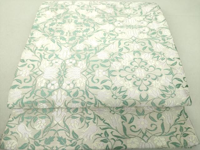 平和屋着物●九寸開き名古屋帯　唐織　花菱唐草　正絹　逸品　DAAV6421ps