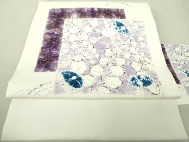 平和屋着物●日本工芸会正会員　絞りの小倉　辻が花の建亮　小倉建亮　塩瀬　九寸名古屋帯　絞り　辻が花　金彩　正絹　逸品　DAAV6325ps