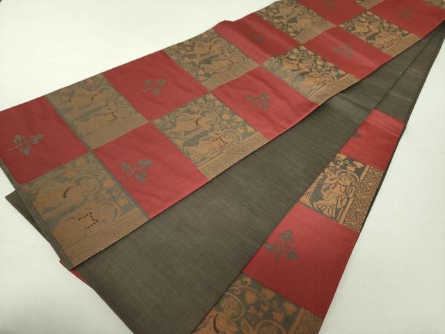 平和屋着物●名門木屋太　今河織物　六通柄袋帯　花丸文　正絹　逸品　AAAP8062np 平和屋着物○名門木屋太 今河織物 六通柄袋帯 花鳥文