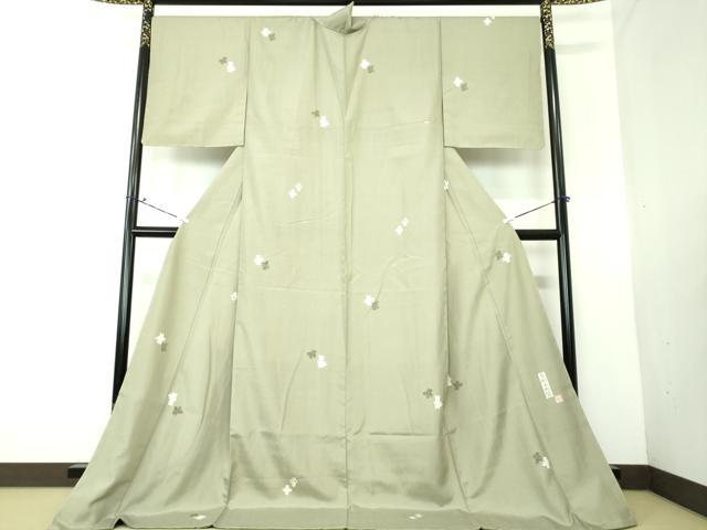 平和屋着物●手彫木版染　佐伯武晴　紬　笹竹文　人形　やまと誂製　ロング丈　正絹　逸品　DAAV6372ps