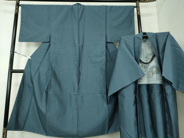 平和屋着物●男性　紬　アンサンブル　長羽織　熨斗目花色　正絹　逸品　未使用　DAAV6407ps