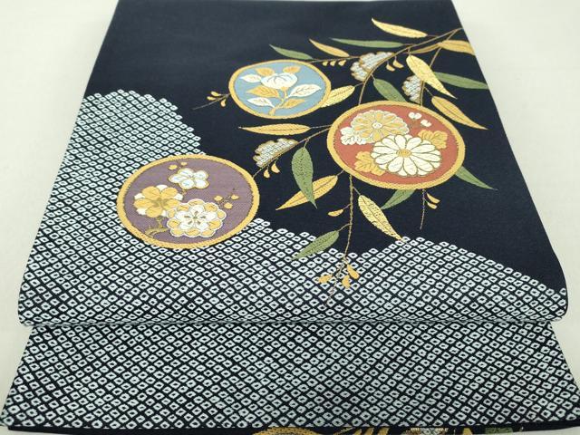 平和屋着物●太鼓柄袋帯　唐織　鹿の子花丸文　金糸　正絹　逸品　DAAV6431ps