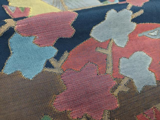 平和屋着物○六通柄袋帯 南蛮船 枝花文 金糸 正絹 逸品