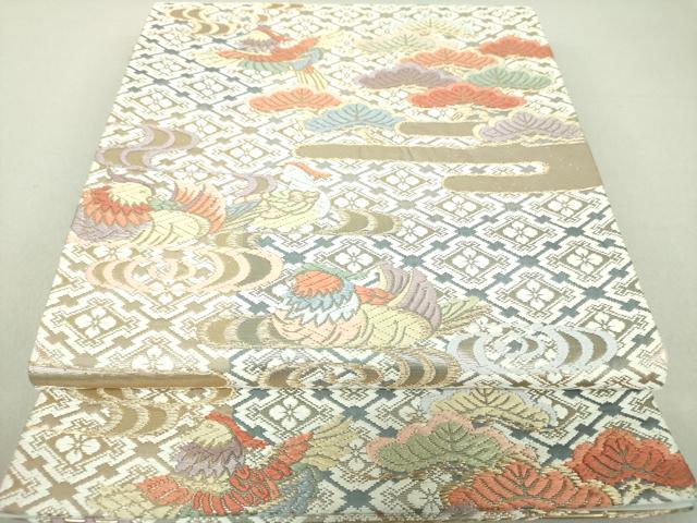 平和屋着物●六通柄袋帯　唐織　霞流水鴛鴦花文　金糸　正絹　逸品　DAAV6441ps