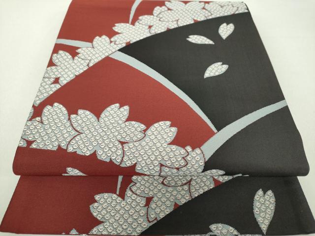 平和屋着物●六通柄袋帯　鹿の子舞桜　正絹　逸品　DAAV6443ps