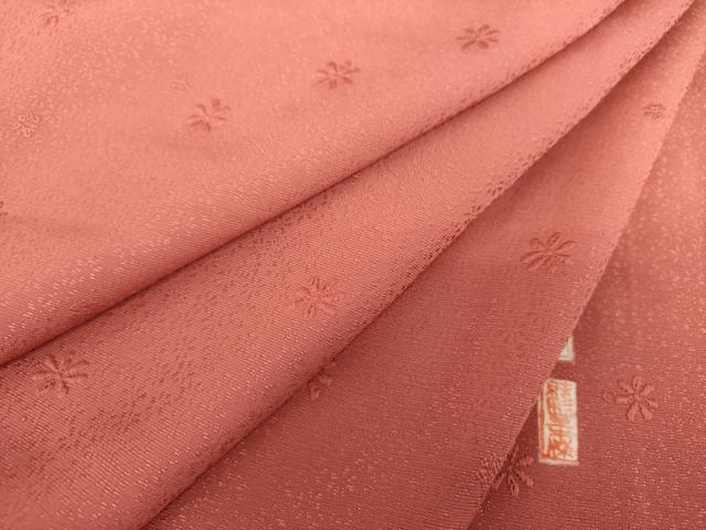 平和屋着物●上質な色無地　紅彩草木染　舞花地紋　蘇芳香色　正絹　逸品　DAAV6484ps