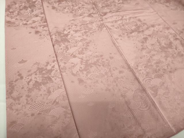 平和屋着物○上質な色無地 霞青海波地紋 紅藤色 正絹