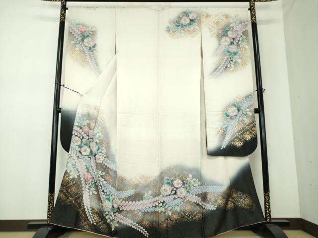 平和屋着物●豪華振袖　絞り　辻が花　暈し染め　金銀彩　銀通し地　正絹　逸品　DAAV6523ps