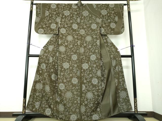 平和屋着物●上質なお召　正倉院花唐草文　正絹　逸品　DAAV6572ps