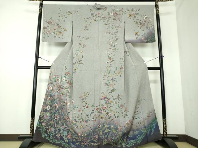 平和屋着物●訪問着　更紗鳳凰花文　暈し染め　金彩　正絹　逸品　DAAV6588ps