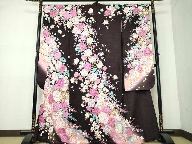 平和屋着物●極上　振袖　刺繍　ラインストーン　舞花文　暈し染め　金銀彩　正絹　逸品　DAAV6606ps