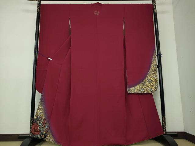 平和屋着物●豪華振袖　枝梅　菊文　暈し染め　金彩　正絹　逸品　DAAV6610ps