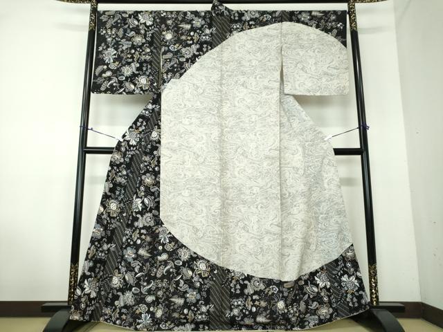 平和屋着物●訪問着　絞り　更紗花文　墨流し文様　金銀彩　正絹　逸品　DAAV6628ps