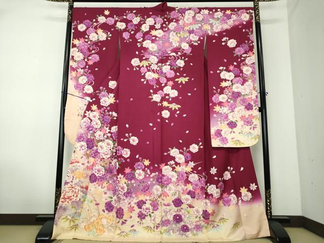 平和屋着物●豪華振袖　駒刺繍　吉祥花文　暈し染め　金彩　正絹　逸品　DAAV6633ps