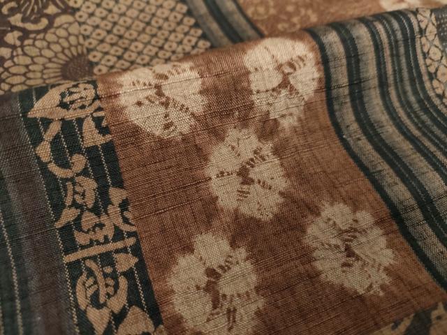 平和屋着物○伝統工芸士 七代目 吉澤与市 紬 絞り 市松花