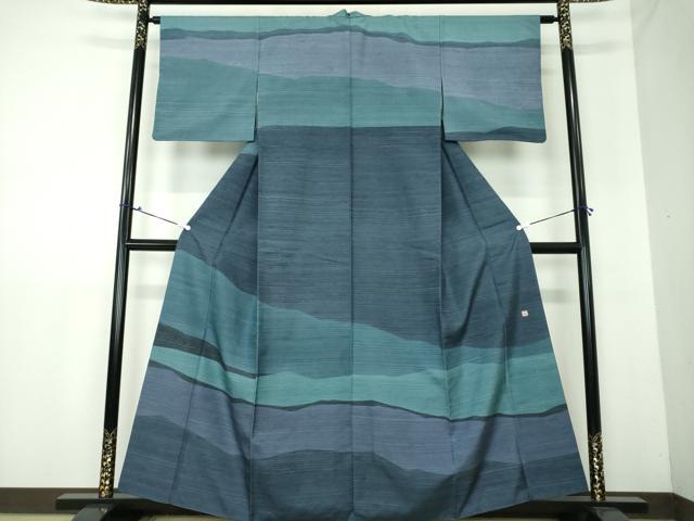 平和屋着物●石川県指定無形文化財　牛首紬　白山工房　手織り　訪問着　霞文　正絹　逸品　DAAV6679ps