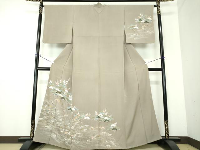 平和屋着物●訪問着　刺繍　浜松文　貝殻　金彩　反端付き　正絹　逸品　DAAV6688ps