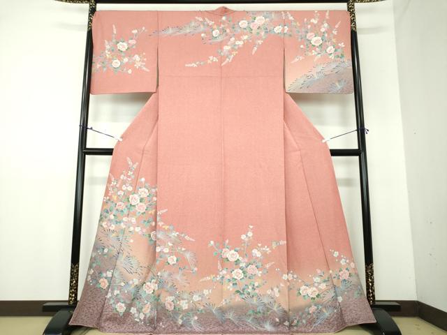 平和屋着物●訪問着　吉祥花文　暈し染め　金彩　正絹　逸品　DAAV6693ps