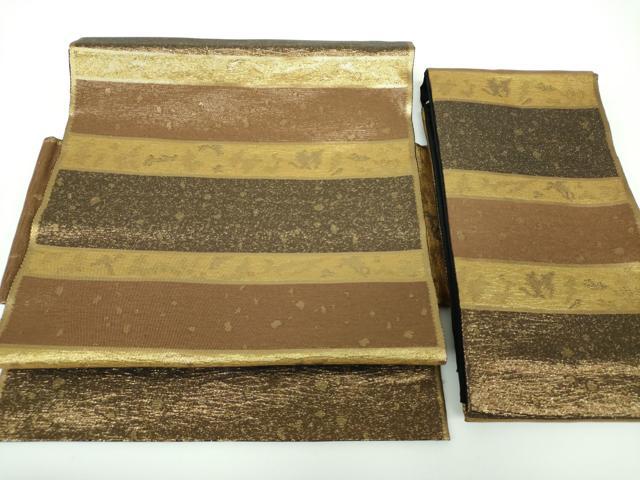 平和屋着物●西陣　川島織物　つけ帯　横段文　金糸　正絹　逸品　DAAV6723ps