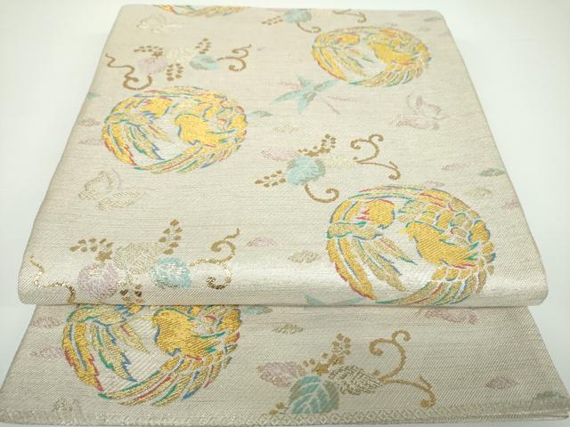 平和屋着物●六通柄袋帯　唐織　舞蝶双鳥花文　金銀糸　正絹　逸品　DAAV6740ps