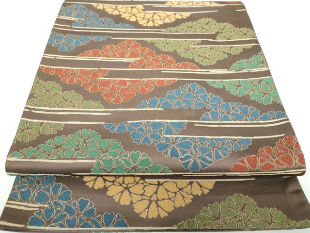 平和屋着物●六通柄袋帯　花菱文　金糸　正絹　逸品　DAAV6761ps