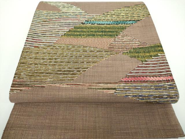 平和屋着物●両面　太鼓柄袋帯　紬地　霞文　金糸　正絹　逸品　DAAV6768ps