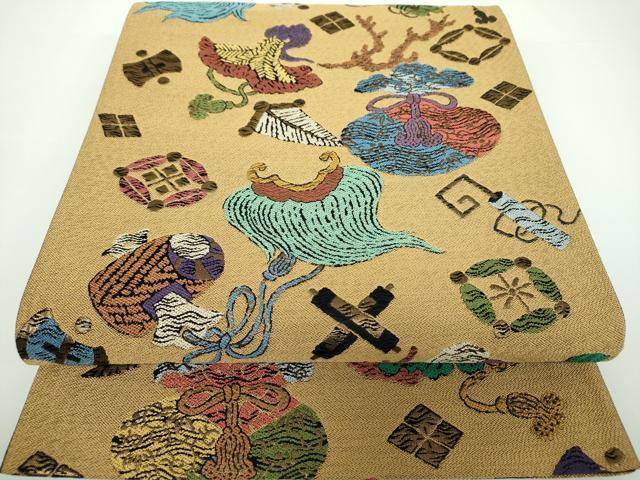 平和屋着物●六通柄袋帯　宝尽くし　金糸　正絹　逸品　DAAV6770ps