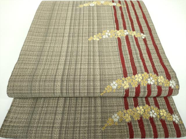 平和屋着物●両面　六通柄袋帯　桜間道　金銀糸　正絹　逸品　DAAV6775ps