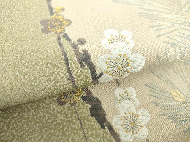 平和屋着物○六通柄袋帯 唐織 松竹梅寿 金糸 正絹 逸品 DAAV6778psの