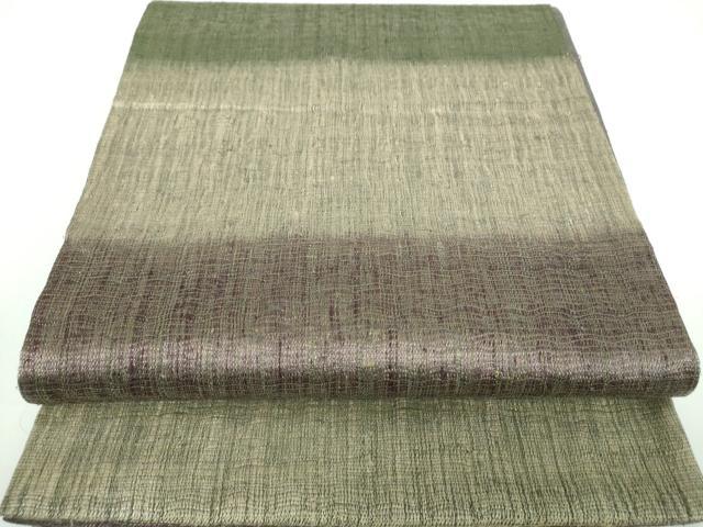 平和屋着物●全通柄袋帯　紬地　横段文　金糸　正絹　逸品　DAAV6787ps