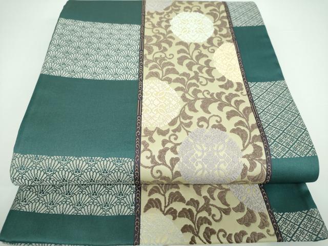平和屋着物●六通柄袋帯　唐織　花唐草間道　正絹　逸品　未使用　DAAV6800ps