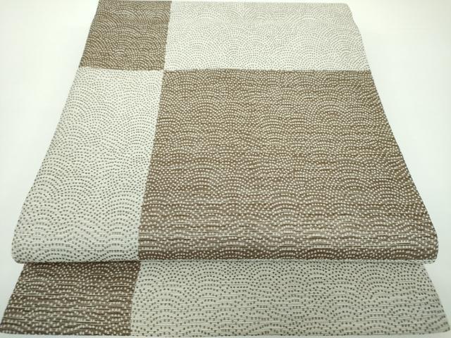 平和屋着物●全通柄袋帯　青海波市松文様　正絹　逸品　DAAV6886ps