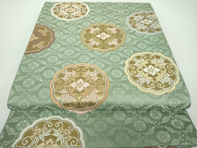 平和屋着物●六通柄袋帯　唐織　有職文様　小葵笹花菱文　金糸　正絹　逸品　DAAV6890ps