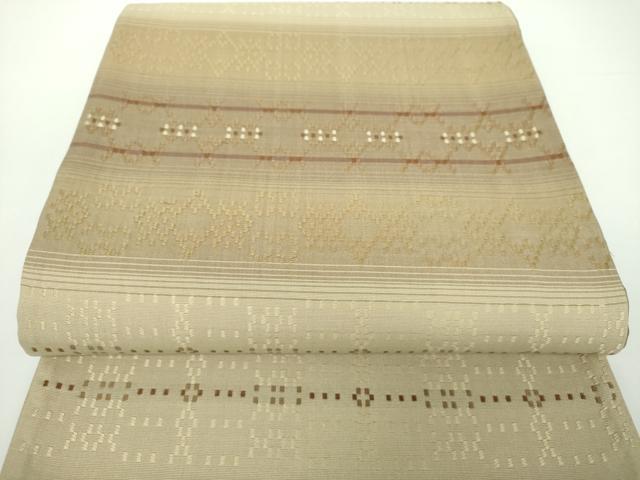 平和屋着物●全通柄袋帯　花織　横段文　正絹　逸品　未使用　DAAV6901ps