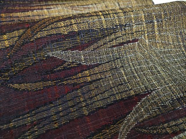 平和屋着物○西陣 老舗 渡文謹製 手織 すくひ 両面 太鼓柄袋帯