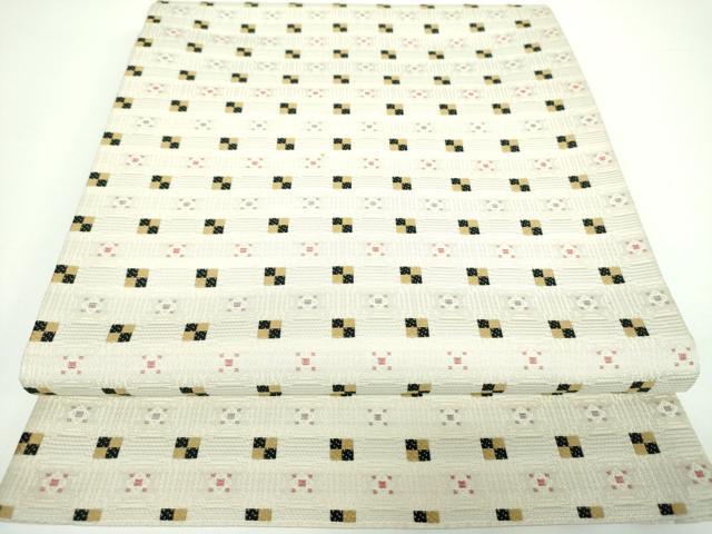 平和屋着物●六通柄袋帯　格子　正絹　逸品　DAAV6978ps