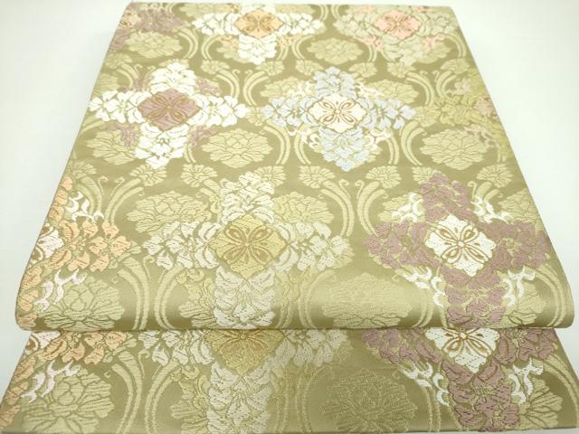 平和屋着物●六通柄袋帯　唐織　花菱文　金糸　正絹　逸品　DAAV6981ps