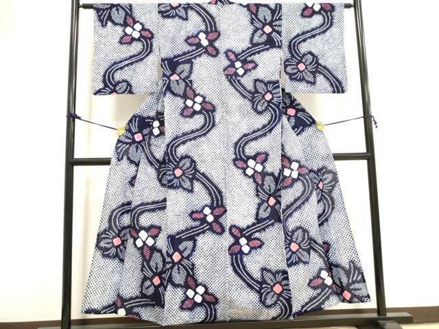 平和屋着物∴夏物　浴衣　有松鳴海絞り　流水花文　綿　逸品　DAAV7252cd