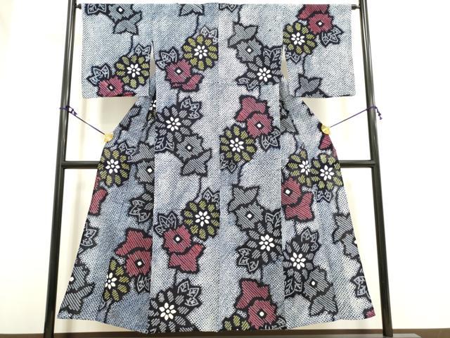 平和屋着物∴夏物　浴衣　有松鳴海絞り　草花文　綿　逸品　DAAV7258cd