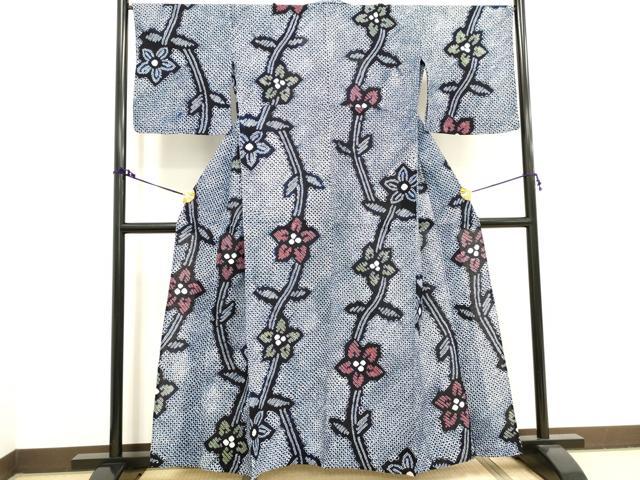 平和屋着物∴夏物　浴衣　有松鳴海絞り　枝花文　綿　逸品　DAAV7263cd