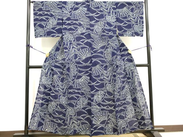 平和屋着物∴夏物　浴衣　有松鳴海絞り　地紙花文　綿　逸品　DAAV7267cd