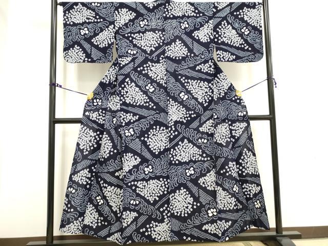 平和屋着物∴夏物　浴衣　有松鳴海絞り　舞花文　菊　綿　逸品　DAAV7273cd