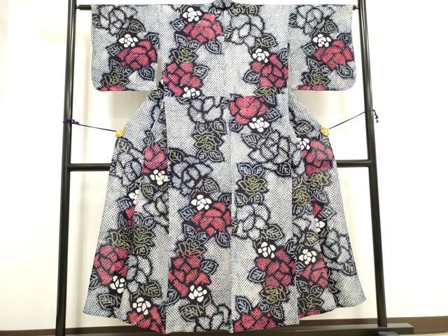 平和屋着物∴夏物　浴衣　有松鳴海絞り　草花文　薔薇　バラ　綿　逸品　DAAV7278cd