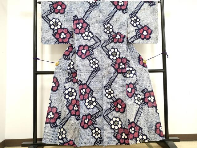 平和屋着物∴夏物　浴衣　有松鳴海絞り　枝花文　綿　逸品　DAAV7283cd